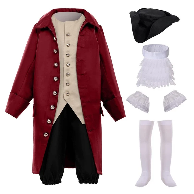 BPURB COLONIAL COSTUME Boys 18th Century American Costume Wine Red 14 £ ...