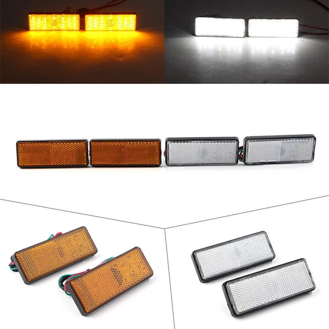 2 PCS UNIVERSAL Rectangle LED Reflector Turn Signal Tail Brake Light ...