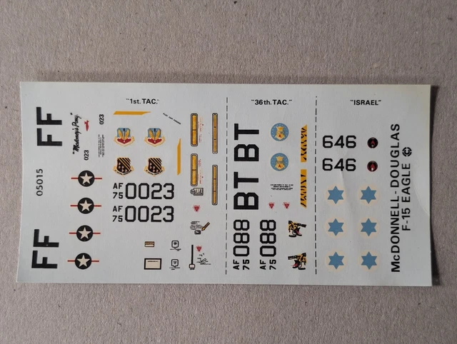 AIRFIX MCDONNELL DOUGLAS F-15A/B Eagle Decals from Model Kit 05015 in 1 ...