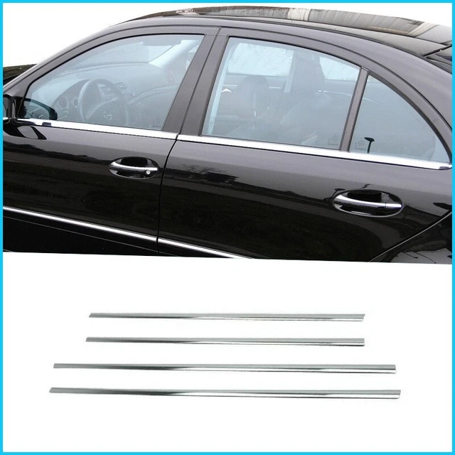 CHROME WINDOW STRIPS Trim 4 Pcs FITS Mercedes C Class Saloon W204 2007 ...