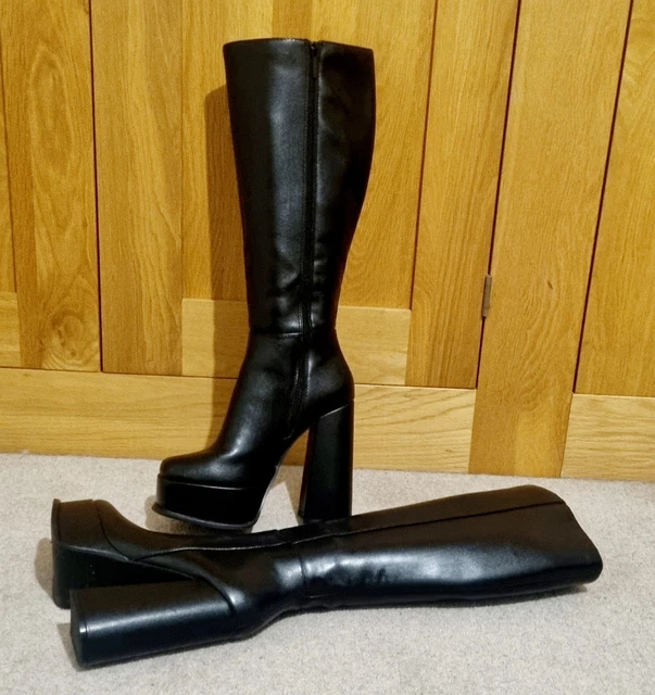 RITA ORA PRIMARK Knee High Leather Look Tall Platform Boots Size 6 EU39 ...