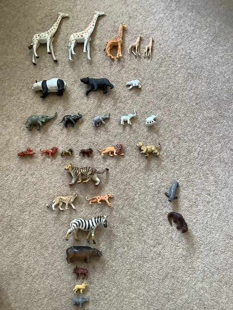 ZOO ANIMALS SET Toys Toy Animal Bundle Safari Wild Childrens Play Kids ...