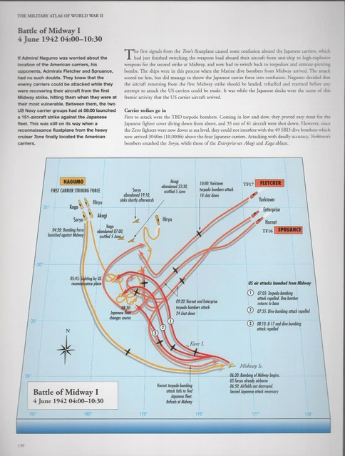 WW2 MAP BATTLE Of Midway 1 - 4 June 1942 04.00 - 10.30 WWII £24.00 ...