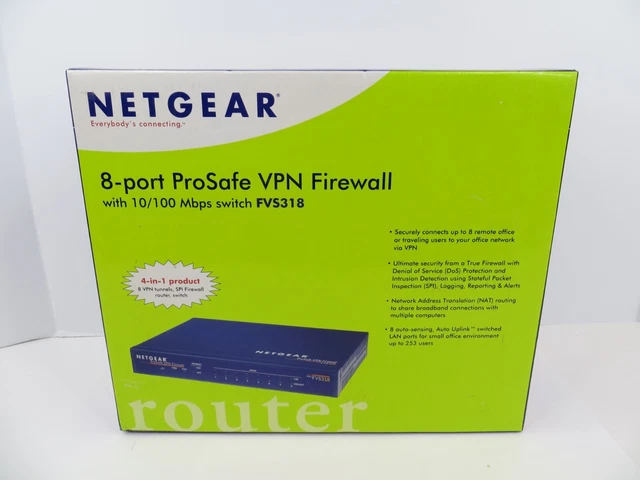 NETGEAR FVS318 PROSAFE VPN Firewall 8 with 8-port 10/100 Mbps Switch ...