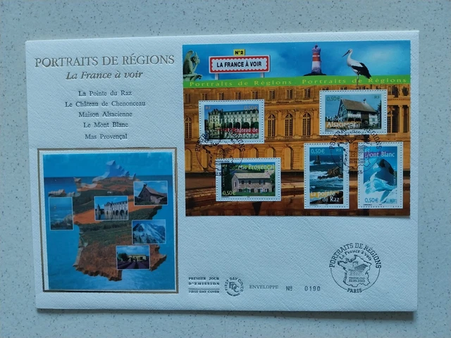 ENVELOPPE GRAND FORMAT 1er jour Portraits de Régions La France à voir 25x17,5 cm EUR 9,90 ...