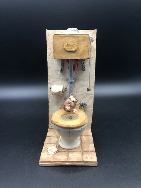 VINTAGE PETER FAGAN Cats Water Closet / Toilet Signed Hand Painted ...