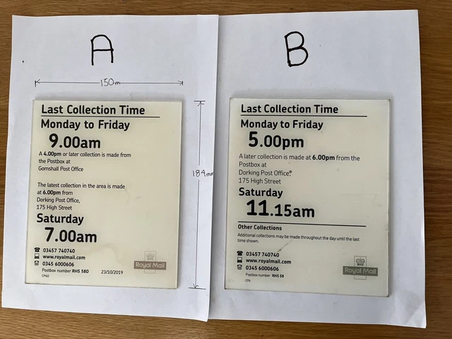 TO FIT EARLY Victorian Post Box Insert Sign Collection Time plate ...