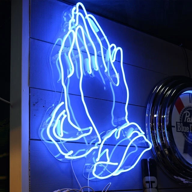 PRAYING HANDS NEON Sign Lamp Light Acrylic 20