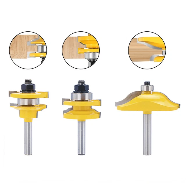 1/4 SHANK ROUTER Bit Set Round Over Raised Panel Cabinet Door Making ...