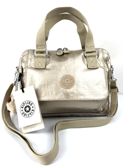KIPLING 'ZEVA' MULTIWAY Bag - Gleaming Gold Metallic - New With Tags £ ...