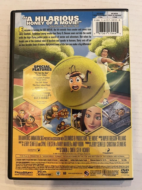 DREAMWORKS BEE MOVIE (DVD, 2008, Widescreen) Jerry Seinfeld Animation ...
