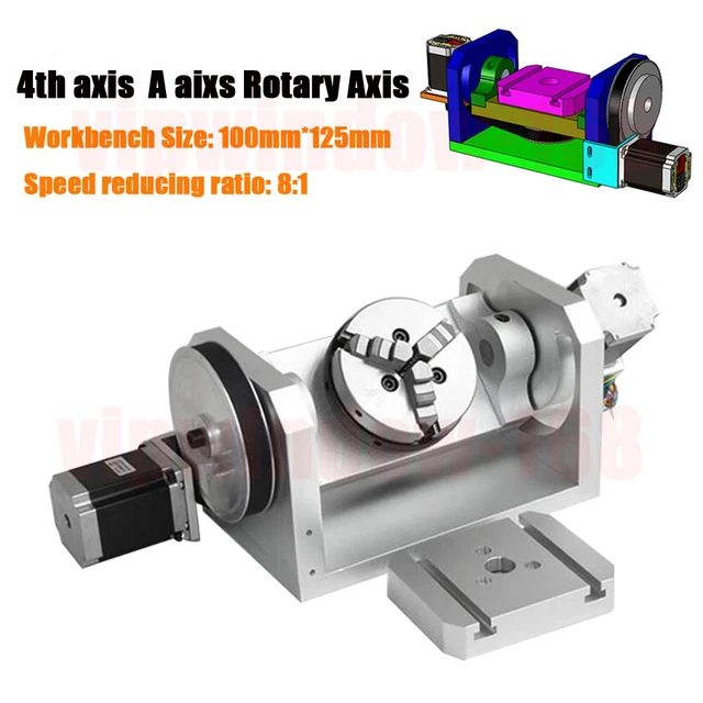 CNC DIVIDING HEAD Router Rotary Axis 4th A Axis 3 Jaw 100MM Chuck Self ...