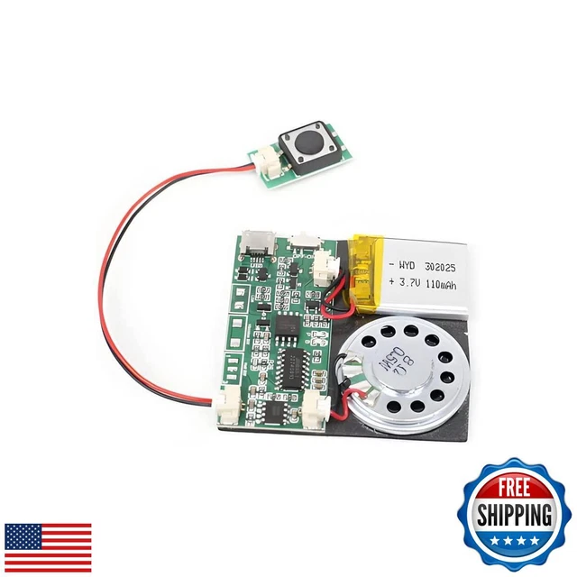 PRESS-BUTTON CONTROL ACTIVATED 8M MP3 Recordable PCB Sound Module USB ...