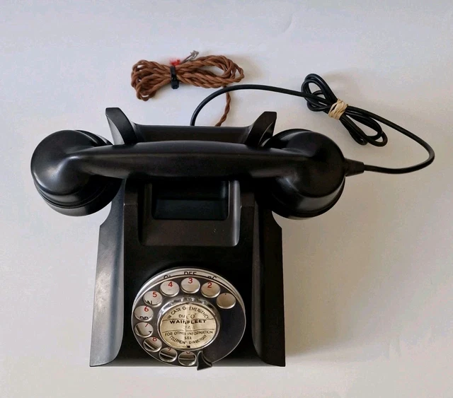 VINTAGE 1940'S GPO 332L Rotary Dial Telephone in Black Bakelite Iconic ...