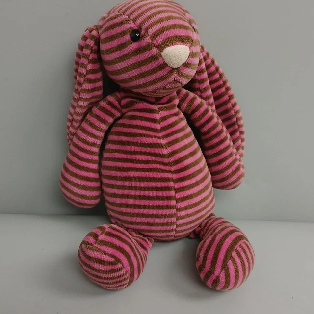 JELLYCAT BASHFUL BUNNY Heidi J1420 Plush Soft Toy Pink Brown Stripe ...