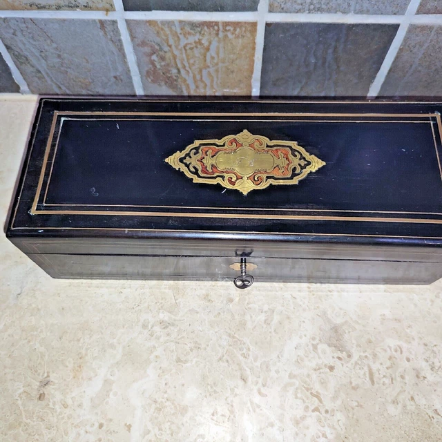 BOITE À GANT en bois noirci Napoléon III petite Marqueterie XIXème EUR ...