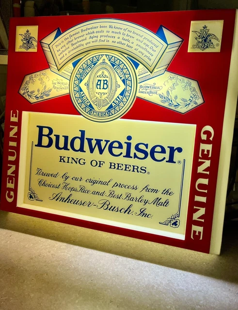 VINTAGE BUDWEISER PLASTIC Bar Sign 3D Embossed King of Beers 🍻 EUC Man ...
