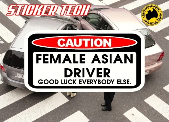 CAUTION FEMALE ASIAN Driver Warning Sticker Decal Sign Suits Jdm Honda ...