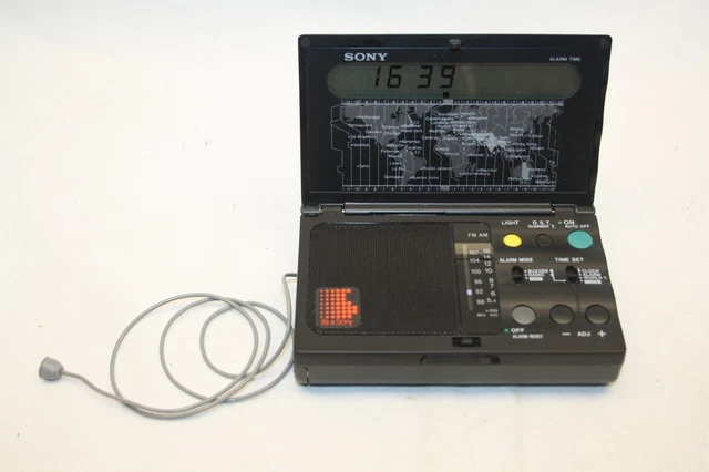 SONY WORLD RECEIVER FM/AM World Time Clock Radio ICF - C 1000 Battery ...