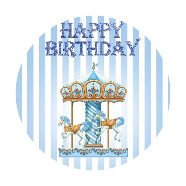 BLUE MERRY GO Round Circle Happy Birthday Backdrop $37.90 - PicClick AU