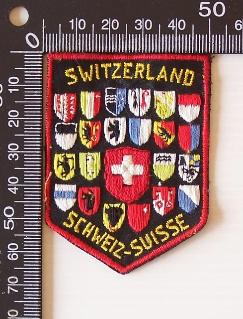 VINTAGE SWITZERLAND SUISSE Embroidered Souvenir Patch Woven Cloth Sew ...