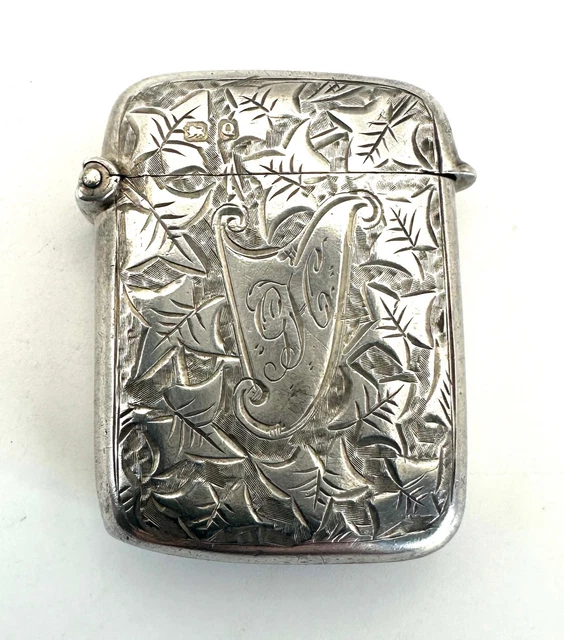 ANTIQUE 1899 CHESTER Hallmark Solid Silver Vesta Case 21.3G Scrap ...