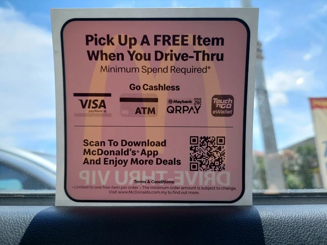 NEW DESIGN MCDONALDS Malaysia VIP DRIVE THRU CAR STICKER RARE Through ...