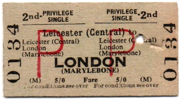 BTC(M) RAILWAY TICKET Leicester (Central) to London (Marylebone) £4.99 ...