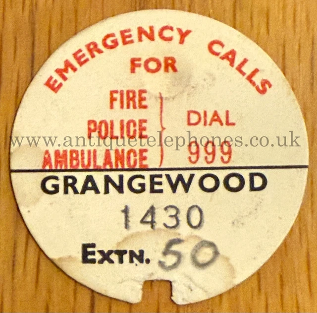 GENUINE GPO TELEPHONE dial label GRANGEWOOD 1430 BB £6.96 - PicClick UK