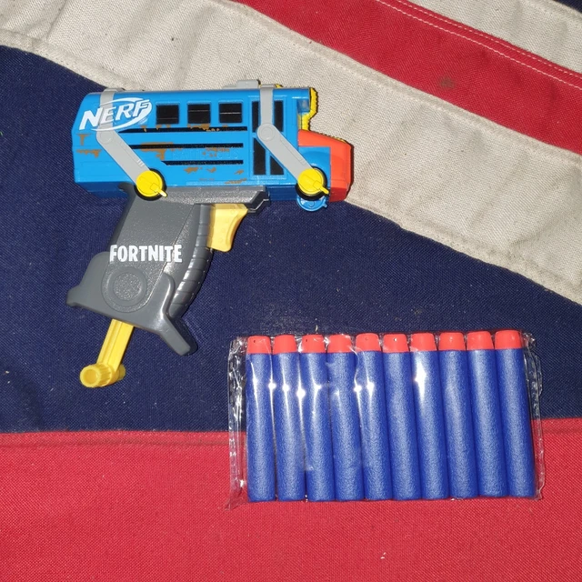NERF FORTNITE MICRO Shots Battle Bus Blaster Gun 10 Foam Darts JOB LOT ...