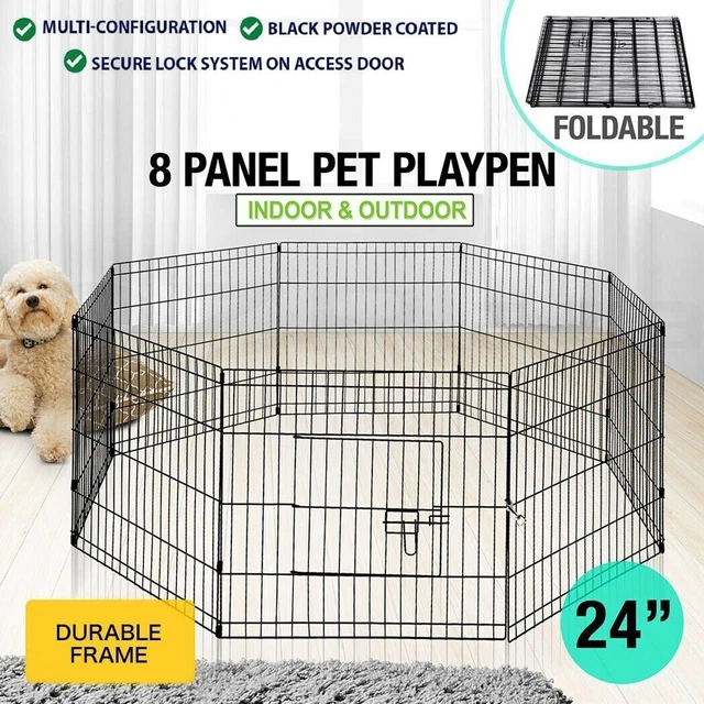 PET PLAYPEN PUPPY Fence Exercise Pen Gate 8 Panels Foldable Indoor ...