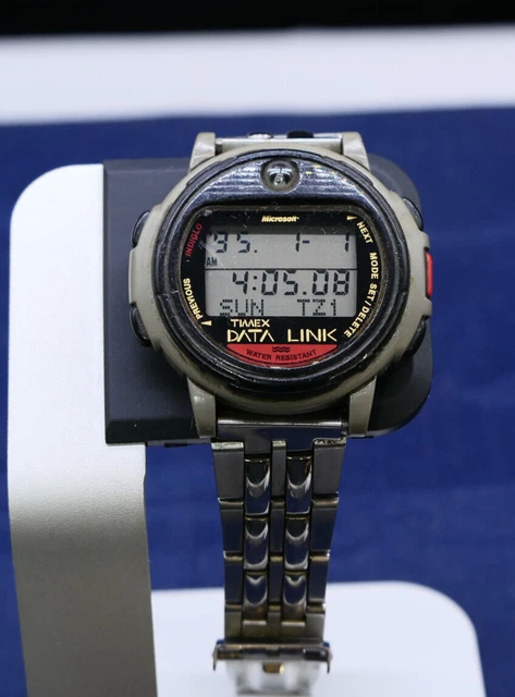 VINTAGE TIMEX MICROSOFT Data Link 150 Digital Watch Men Gray Black ...