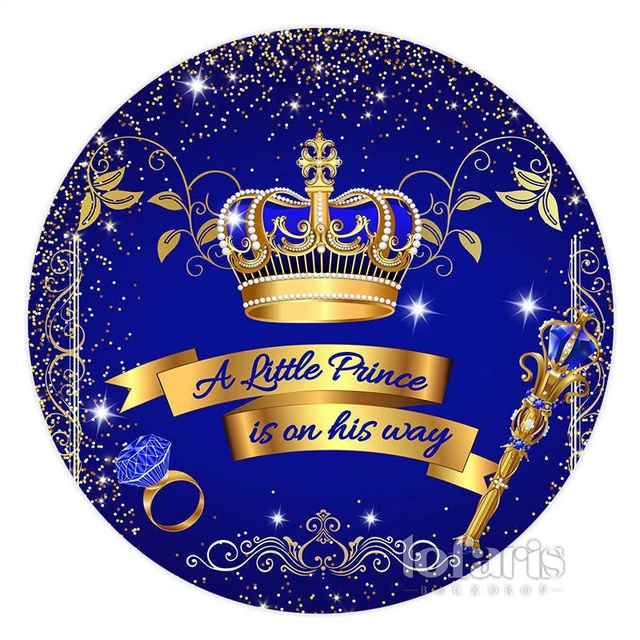 NAVY BLUE CROWN Circle Baby Shower Backdrop For Boy $36.09 - PicClick AU
