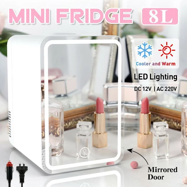 8L COSMETIC MINI Fridge Make Up Refridgerator Cooler Portable W/ LED ...
