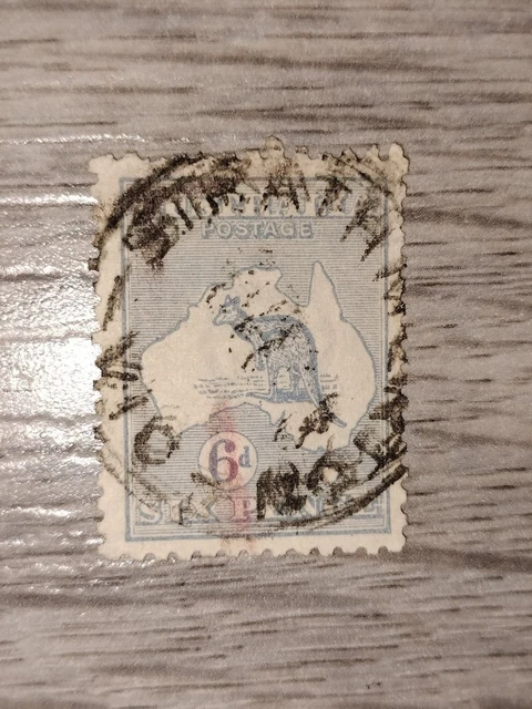 AUSTRALIA PREDECIMAL KANGAROO SIX PENCE STAMP - Rare Variant - Fast ...