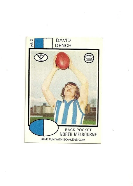 SCANLENS 1975 VFL/AFL FOOTBALL CARD #79 David Dench MINT (North ...