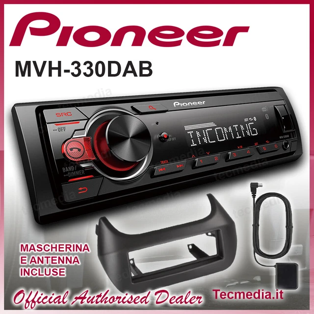 KIT AUTORADIO PIONEER MVH-330DAB Antenna DAB Mascherina Adattatore ...
