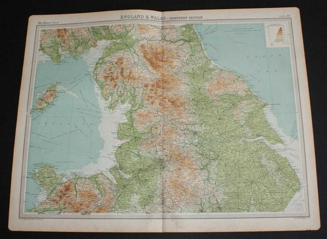 MAP OF &ENGLAND and Wales - Northern Section" from 1920 Times Atlas ...