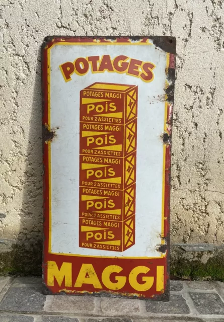 PLAQUE ÉMAILLÉE PUBLICITAIRE ancienne bombée POTAGES MAGGI EUR 56,00 - PicClick FR