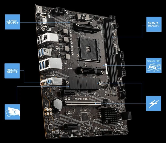 MSI B550M PRO AM4 Motherboard Micro-ATX, DDR4 Socket £83.90 - PicClick UK