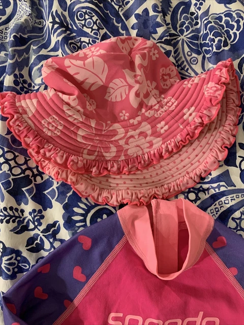 SPEEDO LONG SLEEVE Hearts Swim Zip Beach 3 Rashie Sun Pumpkin Patch Hat ...