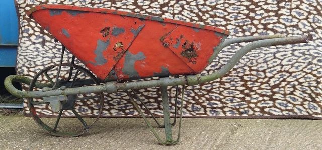 VINTAGE INDUSTRIAL RAILWAY Steel Planter Large Display Wheelbarrow ...