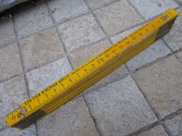 VINTAGE FRANCE RULER 2 Metre Wood Metric Meter Folding Masonry Tool ...