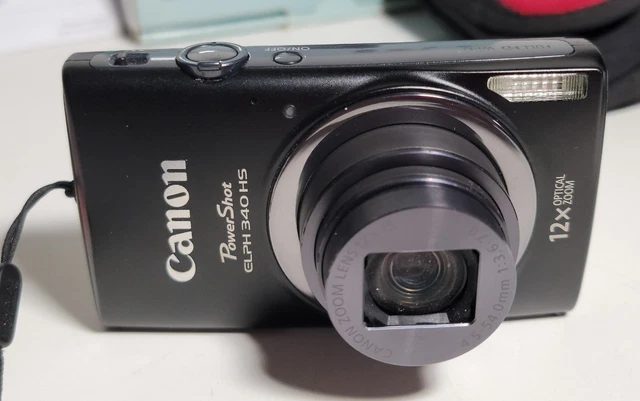 CANON POWERSHOT ELPH 340 HS 16.0MP Digital Camera w box batteries case ...
