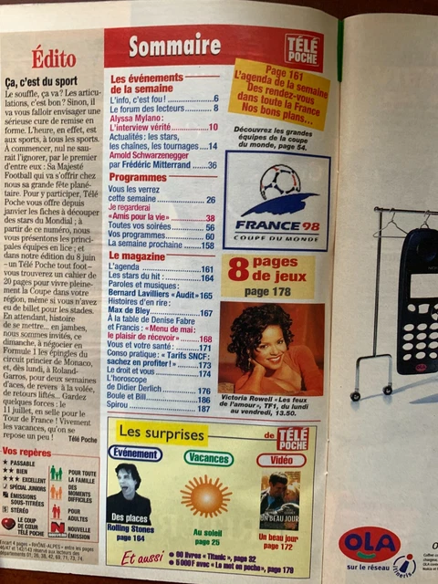 TÉLÉ POCHE 18/05/1998; Alyssa Milano quitte Melrose/ Titanic/ Victoria ...