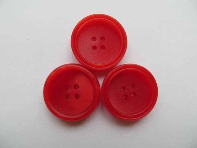 1950S VINTAGE MED Rimmed 4-Hole Radiant Red Dress Shirt Jacket Buttons ...