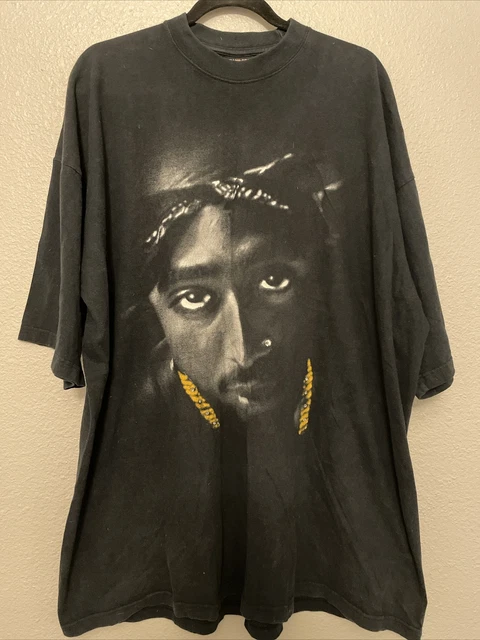 VINTAGE TUPAC SHAKUR Big Face Bling Necklace Hip Hop Rap T Shirt ...