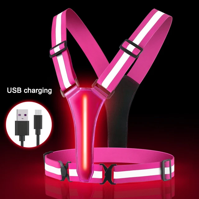 LED NIGHT RUNNING Security Vest Reflective Warning Lights Elastic Band ...