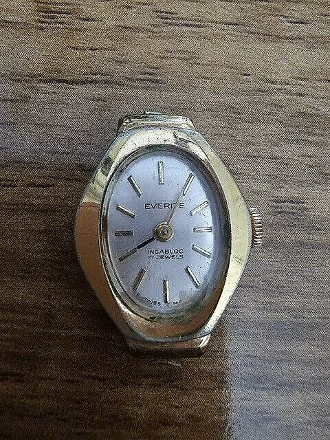 RARE VINTAGE SWISS Made Everite 17 Jewels Mechanical Ladies Watch Head ...