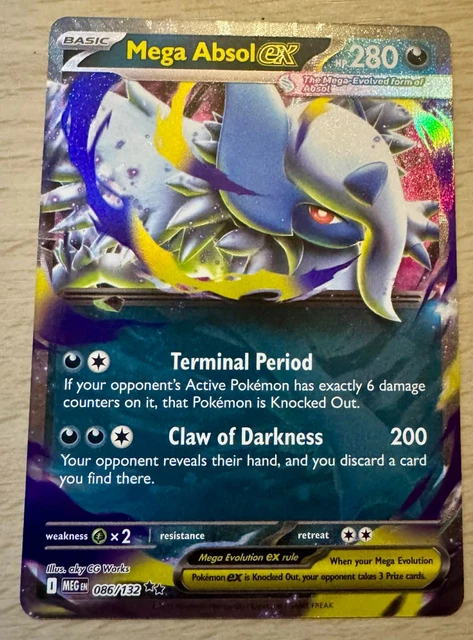 POKEMON TCG MEGA Absol ex 086/132 Mega Evolutions Double Rare Holo Card ...